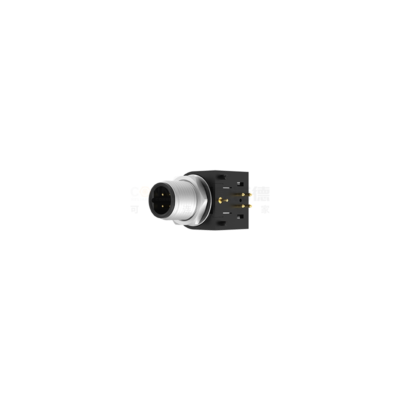 M12B系列 M12B编码连接器板后安装5PIN公头插板式M15*1 带屏蔽 - CONNODER康诺德