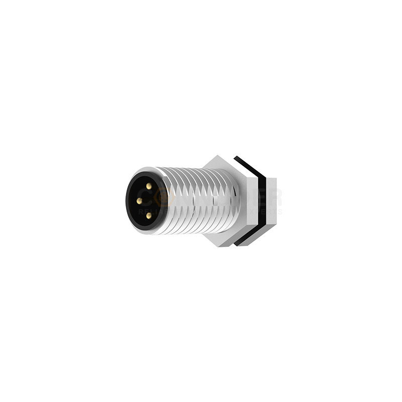 Male M8 circular connector, panel - type, rear - of - panel mounting, 3 ...