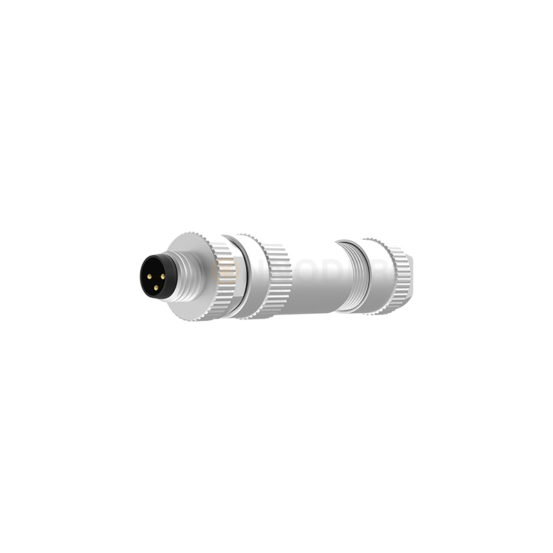 Male M8 circular connector, straight type, metal - assembled, 3 - 4 ...
