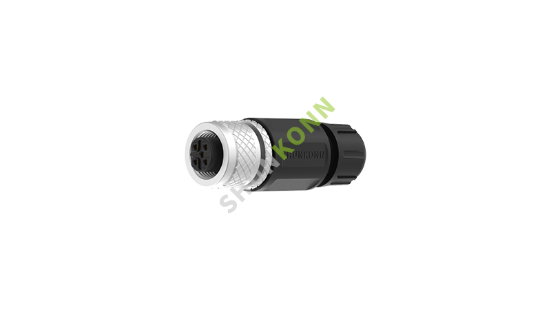 SKM12B系列 M12B编码连接器直式塑胶组装5PIN母头焊接式PG7 - SHUNKONN顺康科技