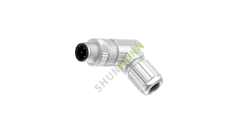 SKM12B系列 M12B编码连接器弯式金属组装4PIN公头焊接式PG7 - SHUNKONN顺康科技