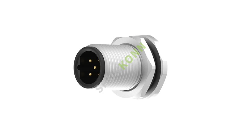 SKM12B系列 M12B编码连接器板后安装5PIN公头焊接式M12*1 - SHUNKONN顺康科技