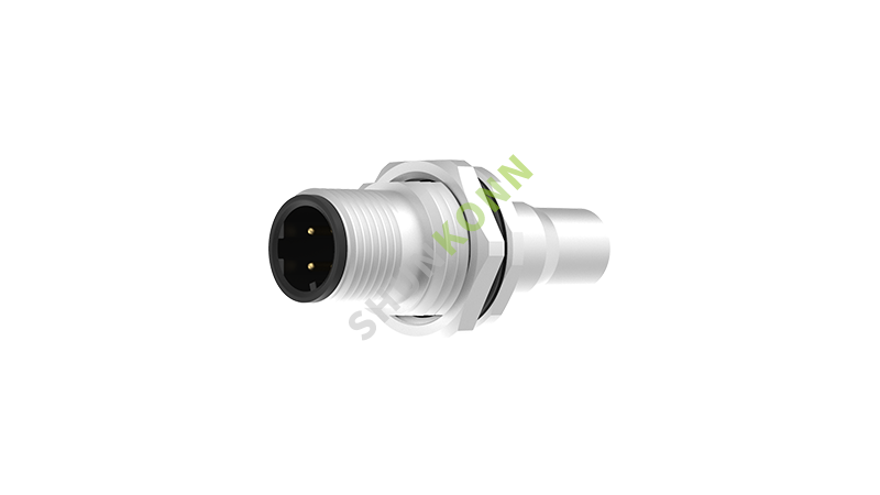SKM12D系列 M12D编码连接器板后安装4PIN公头焊接式M16*1.5带屏蔽罩 - SHUNKONN顺康科技