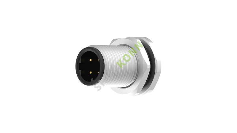 SKM12D系列 M12D编码连接器板后安装4PIN公头焊接式M12*1 - SHUNKONN顺康科技