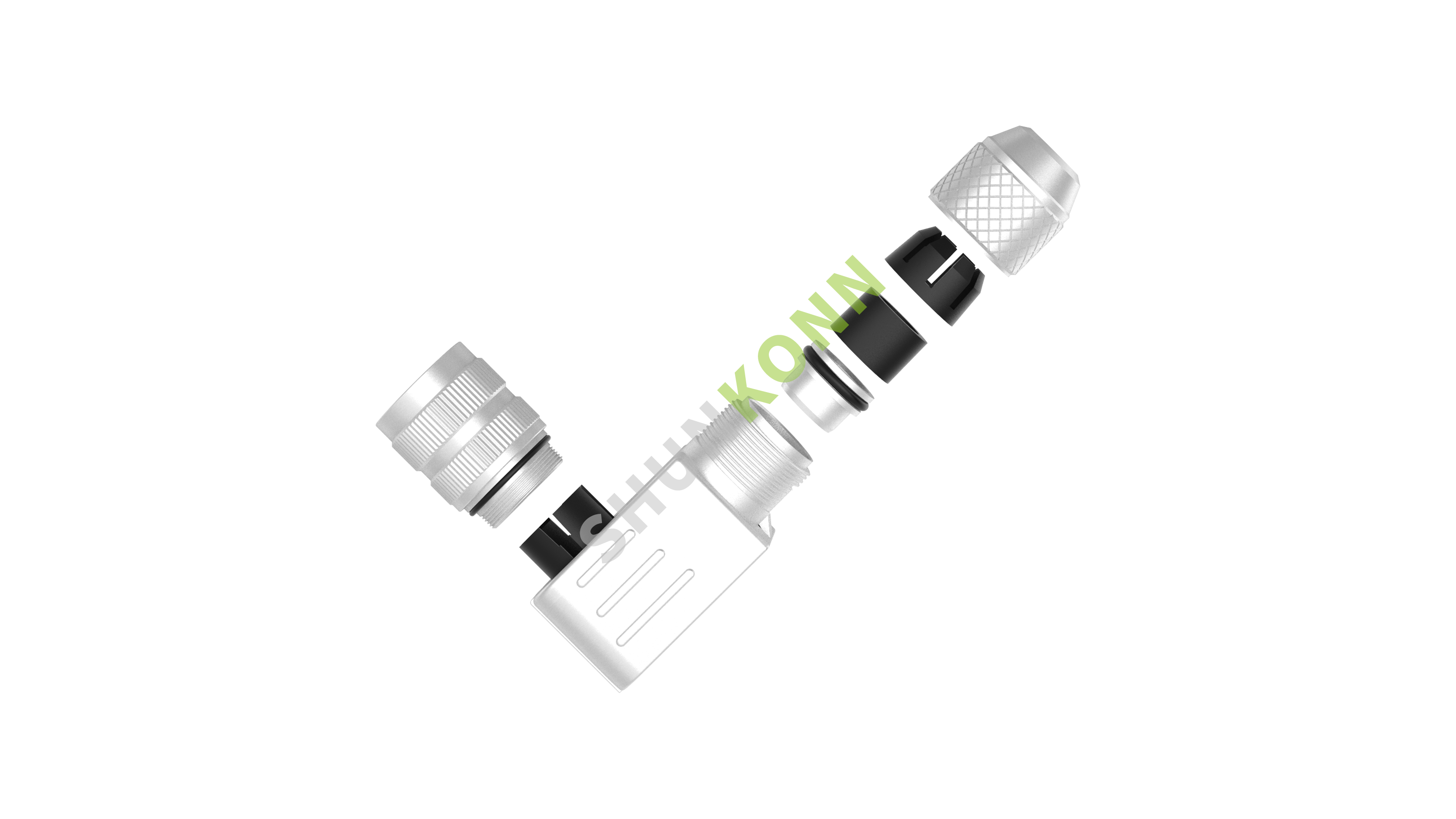 SKM16 Series M16 Connectors Right Angle Metal Assembled 8PIN Female ...