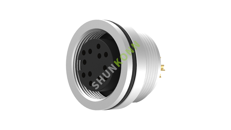 SKM16 Series M16 Connectors Board Front Mount 12PIN Female Solder Type ...